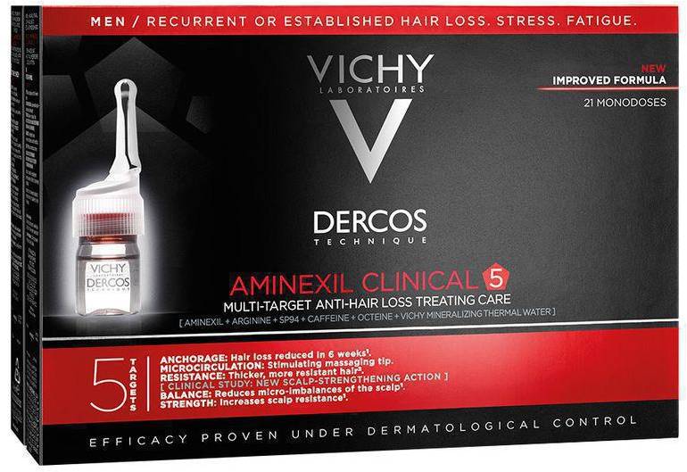 Vichy Dercos Aminexil Clinical 5 Anti Hair Loss for Men - 21x6 ml | Nahdi