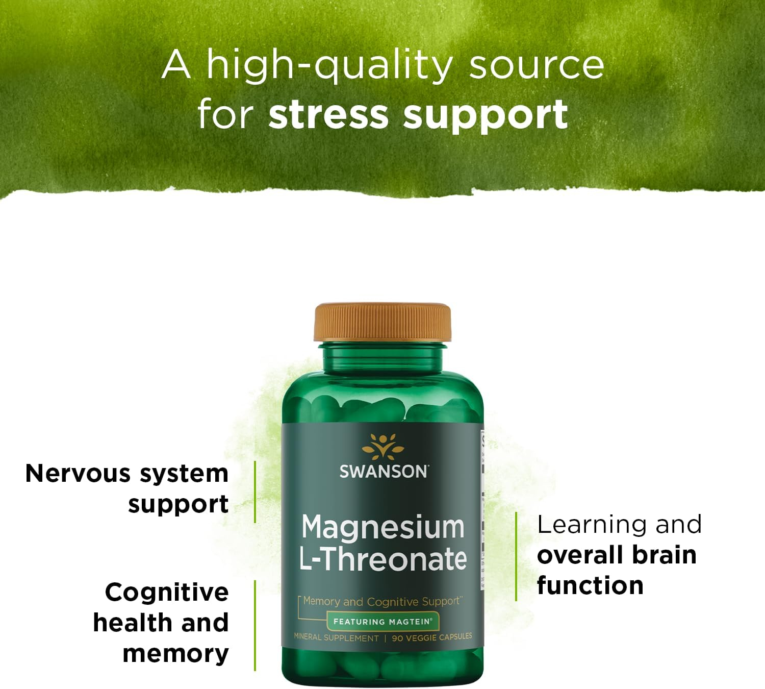 Swanson Magnesium L-Threonate Featuring Magtein 90 Veg Capsules | Nahdi