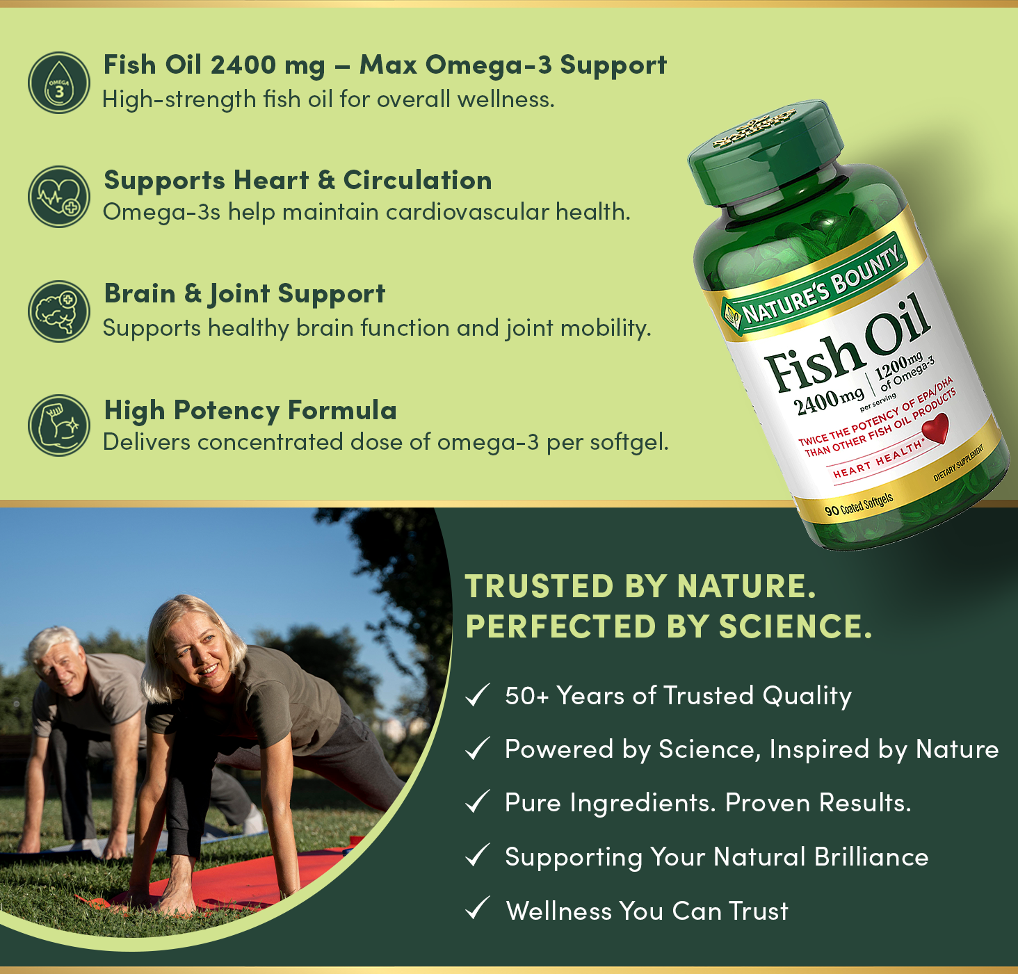 Nature's Bounty Fish Oil Odorless 2400 Mg - 90 Softgels | Nahdi