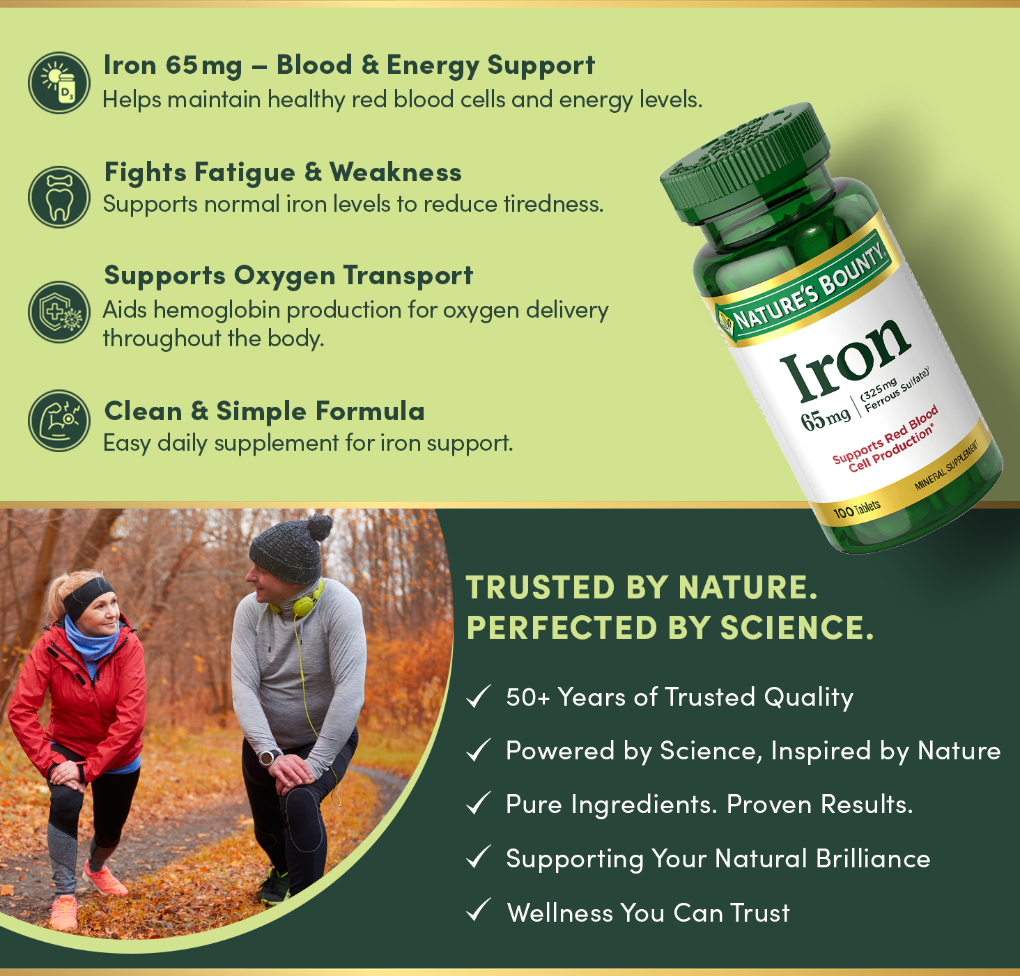 Nature's Bounty Iron 65 Mg - 100 Tablets | Nahdi